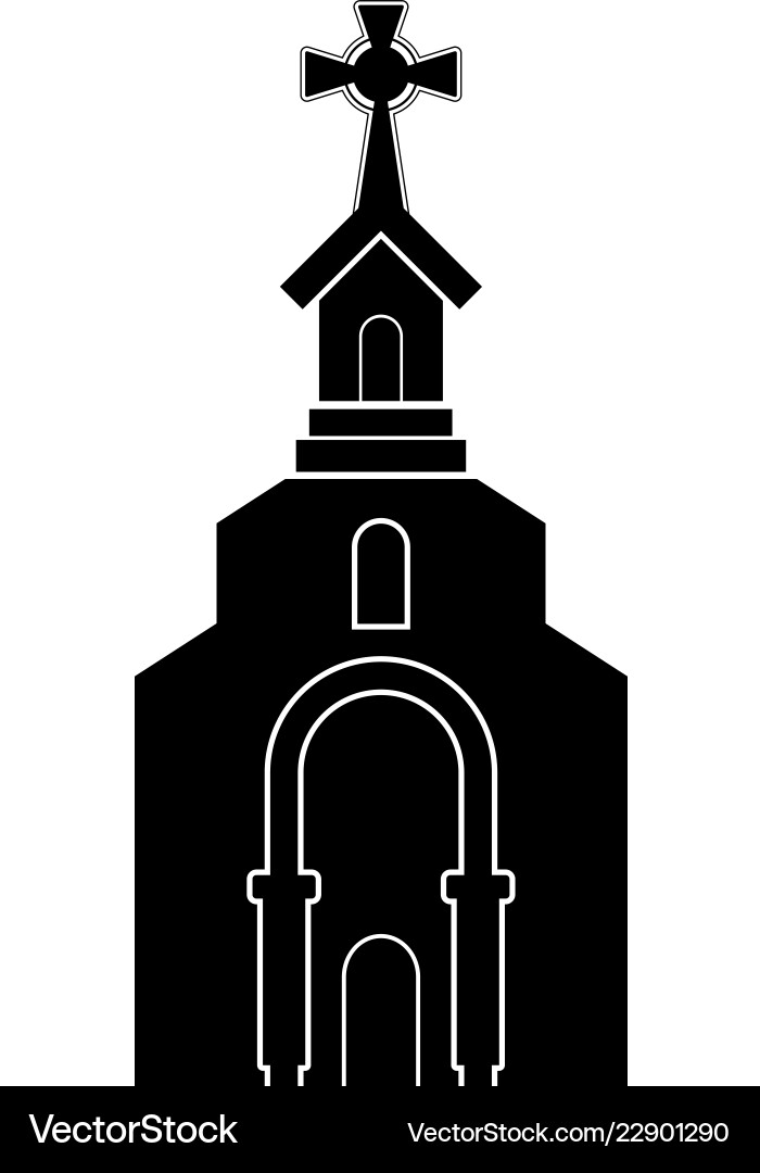 Isolierte katholische Kirche Silhouette Lizenzfreier Vektor