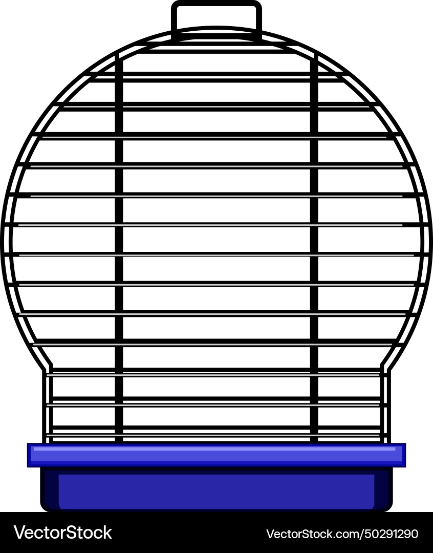 Line bird cage cartoon Royalty Free Vector Image
