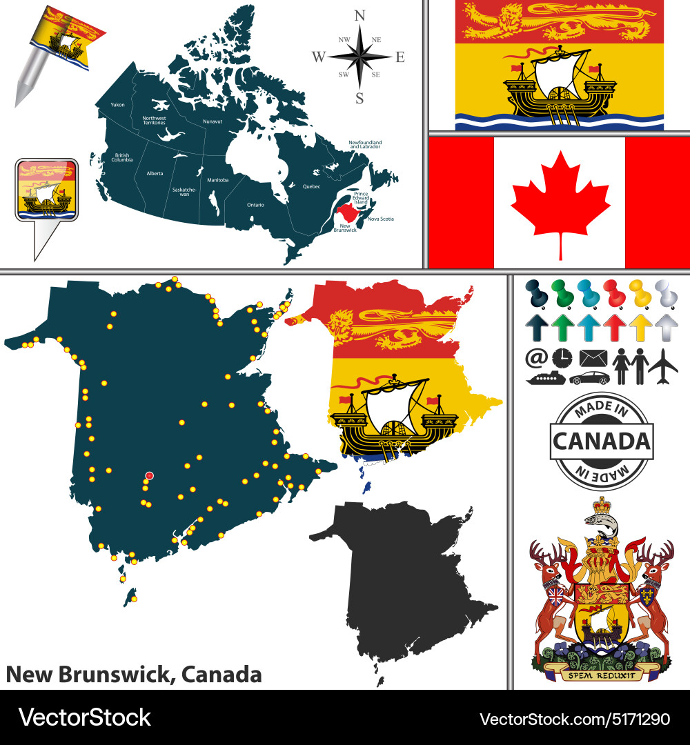 Map of new brunswick Royalty Free Vector Image
