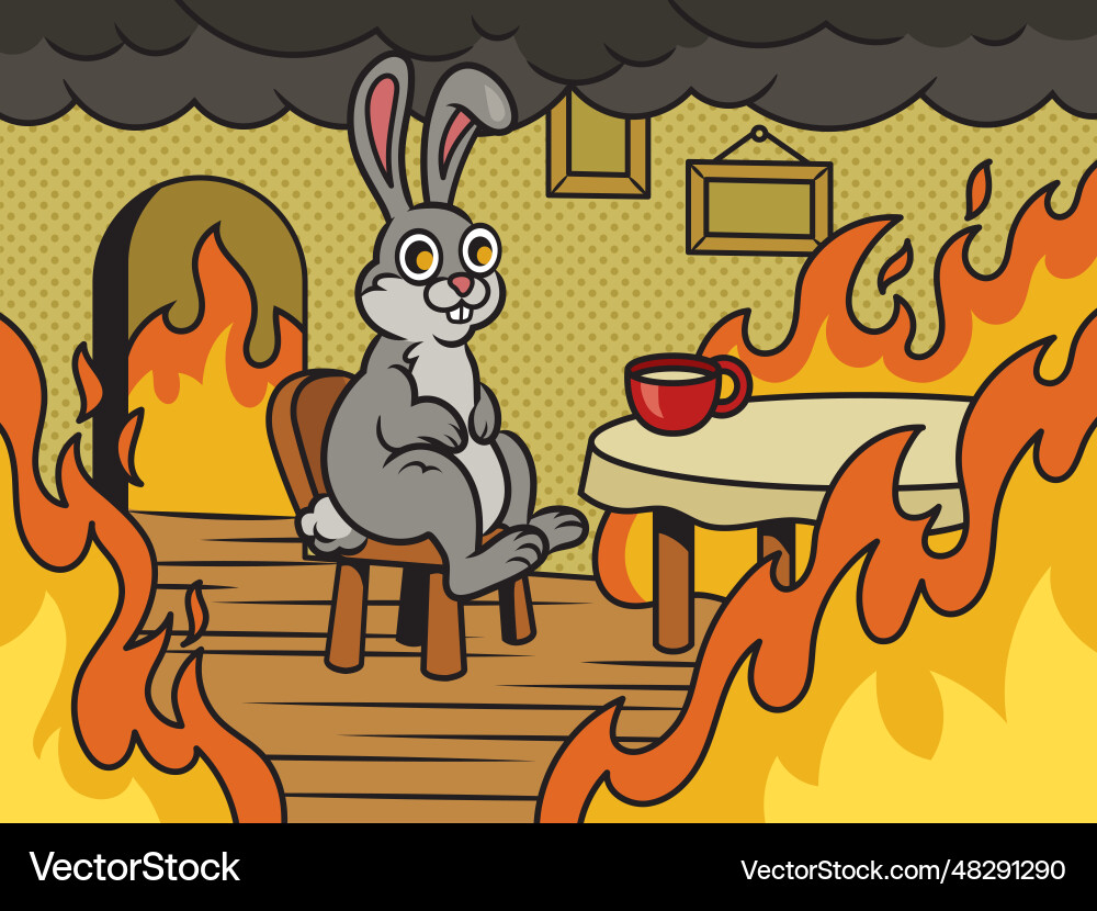 Rabbit fire meme pinup pop art Royalty Free Vector Image