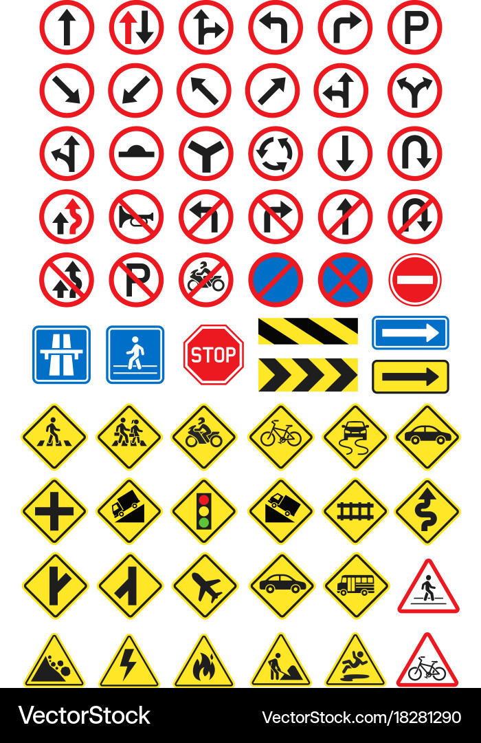 Road signs icons set Royalty Free Vector Image