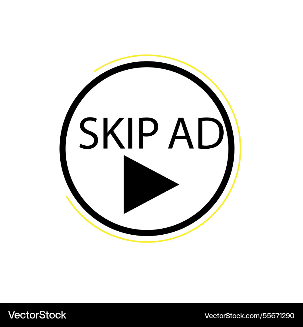Skip ad button advertisement Royalty Free Vector Image