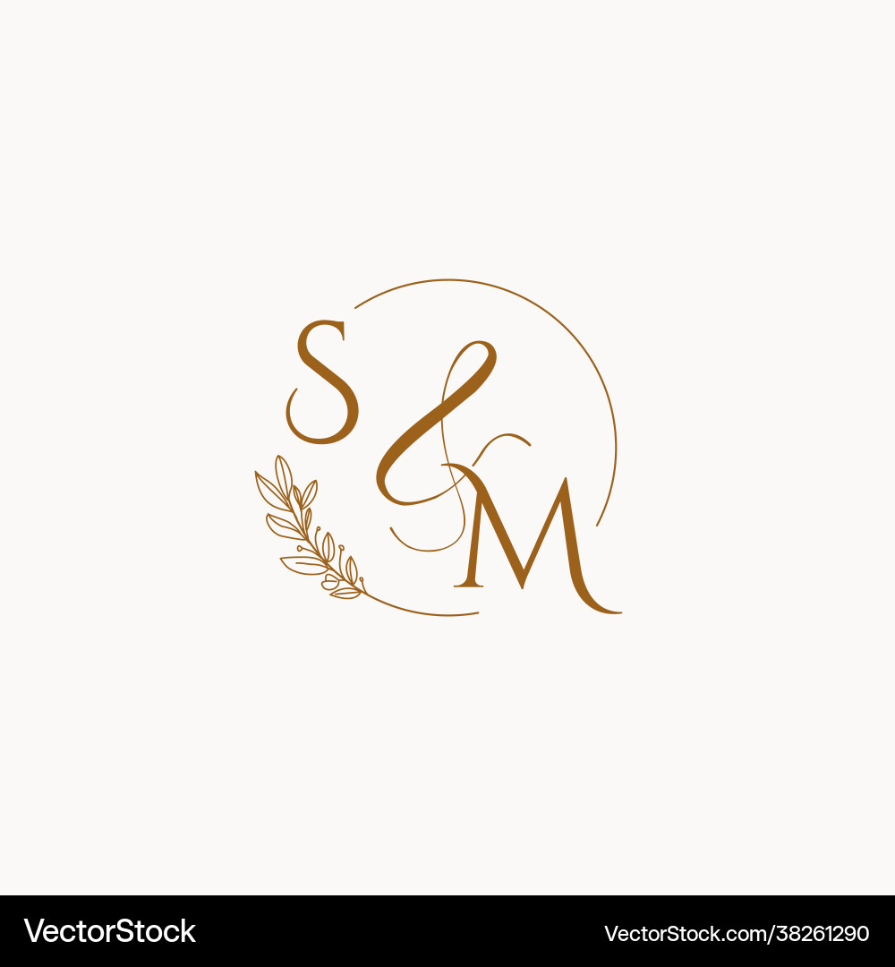 Sm initial wedding monogram logo – Royalty-Free Vector | VectorStock