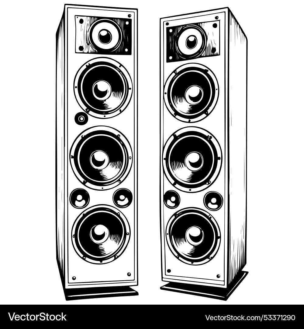 Speakers sketches hand drawn line transparent Vector Image
