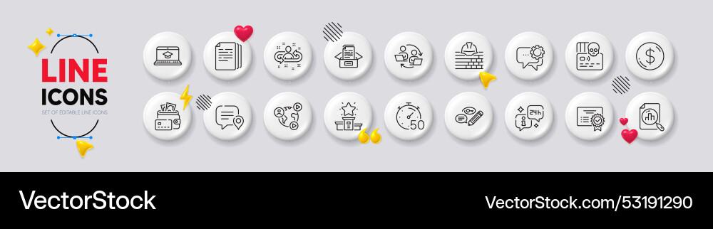 Website education info and build line icons Vector Image