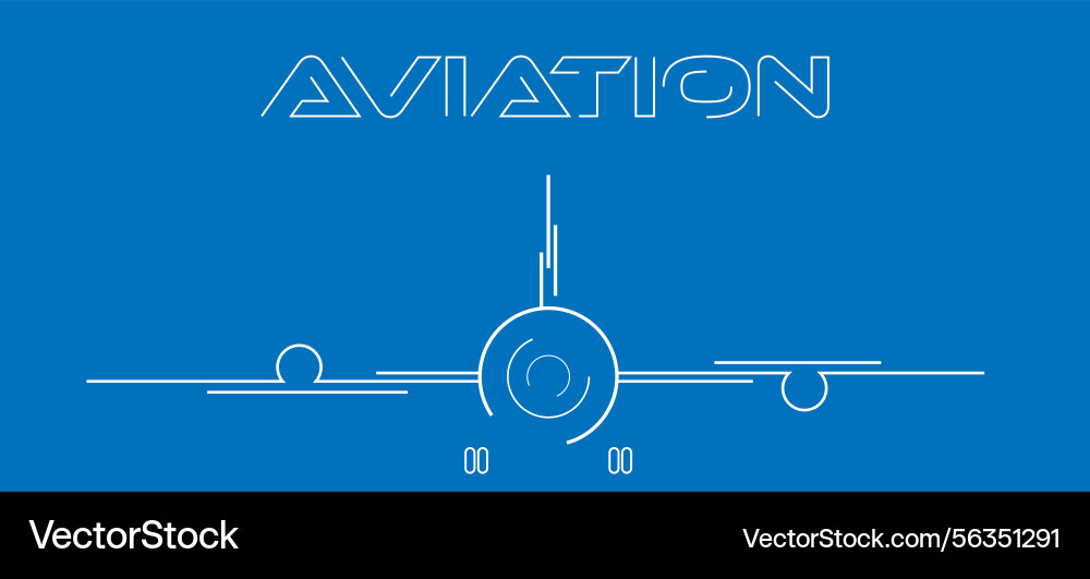 Airplane outline on a blue background – Royalty-Free Vector | VectorStock