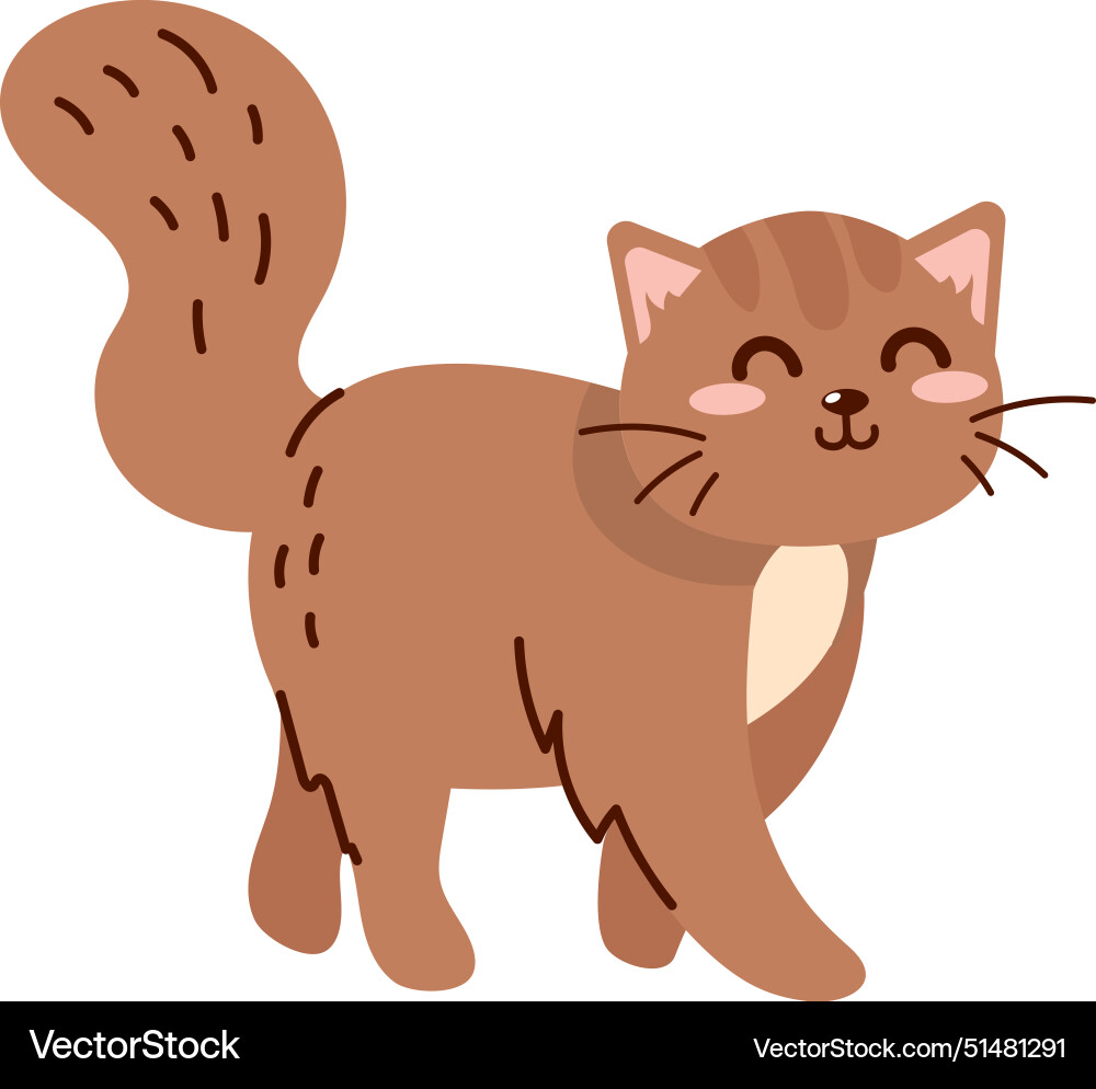 Cartoon cute cat walking Royalty Free Vector Image