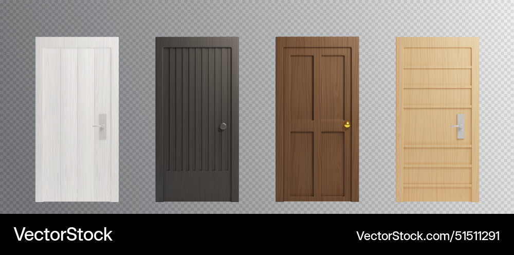 Closed wooden front doors of different colors Vector Image