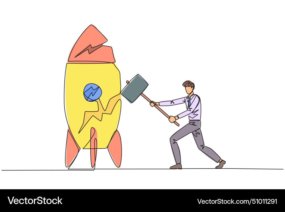 Continuous one line drawing businessman preparing Vector Image