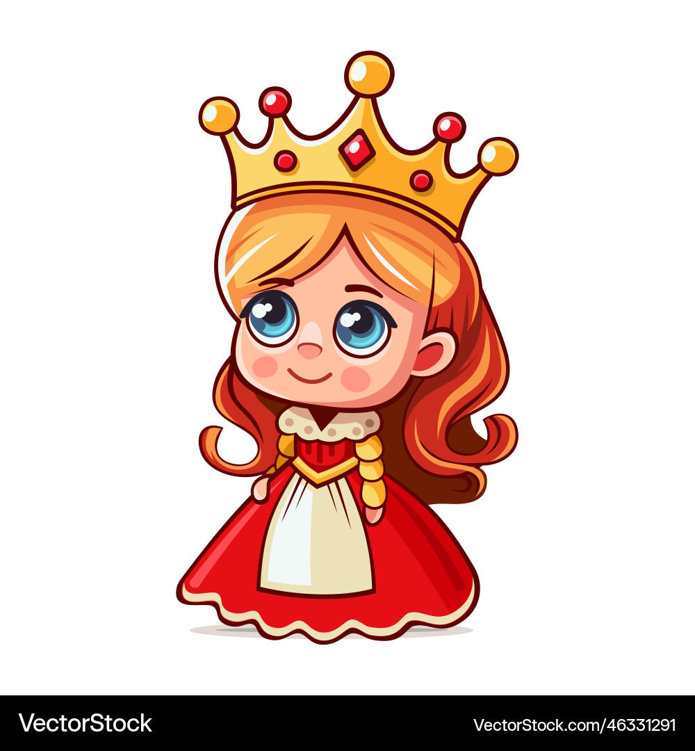 Cute Cartoon Queen with Crown Royalty Free Vector Image