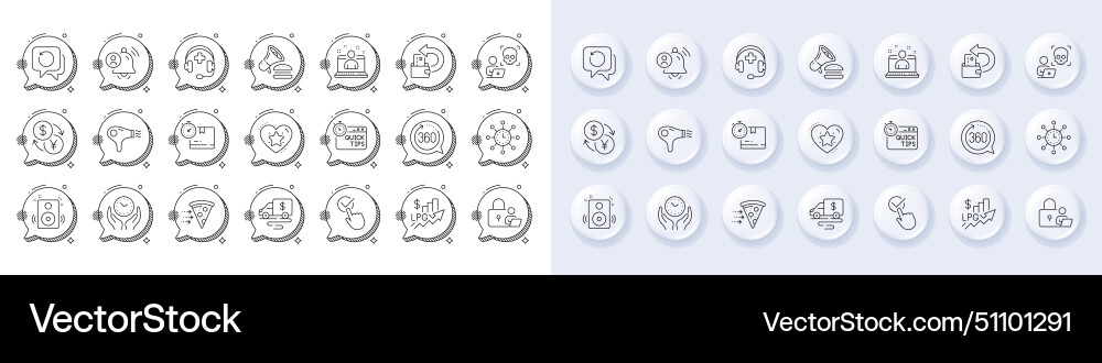 Cyber attack lock and ranking star line icons Vector Image