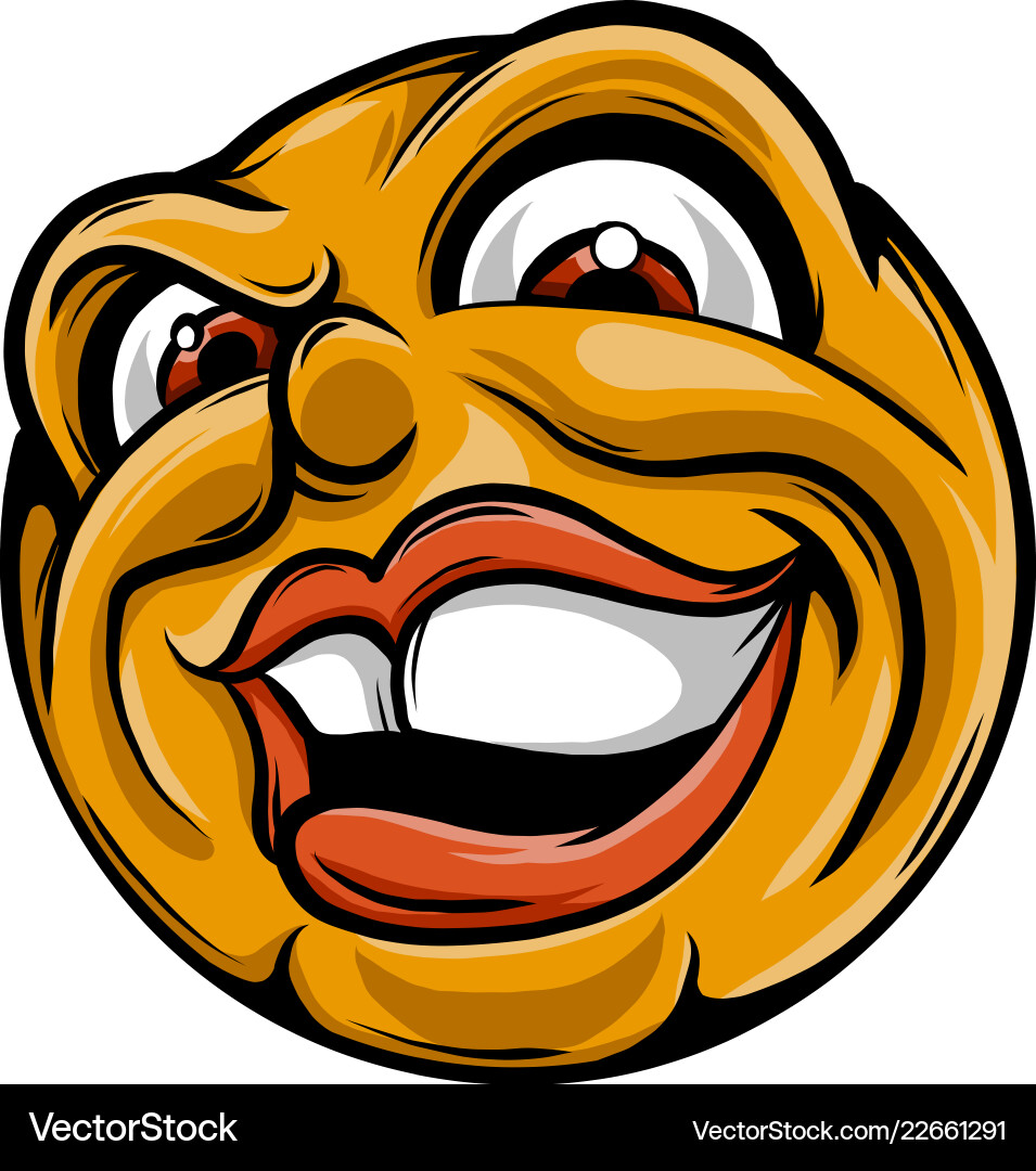 Face sneaky emoticon in white Royalty Free Vector Image