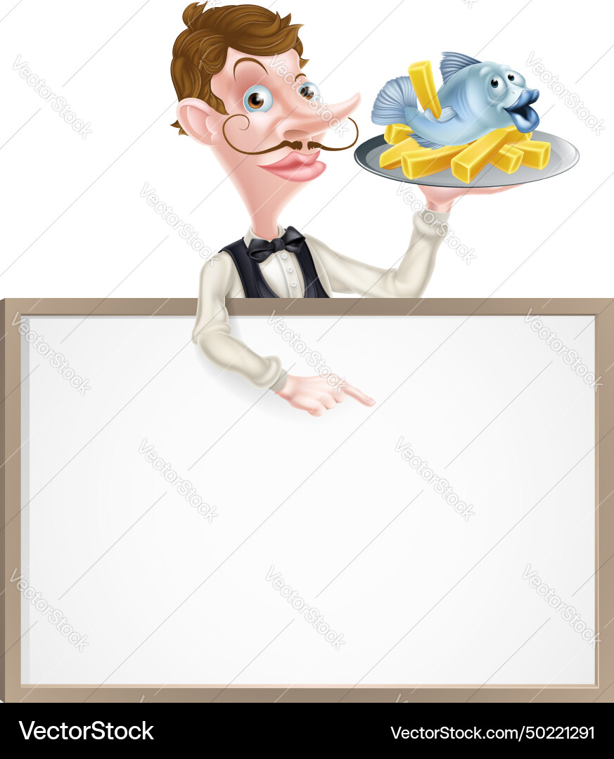 Fish and chips restaurant menu signboard Vector Image