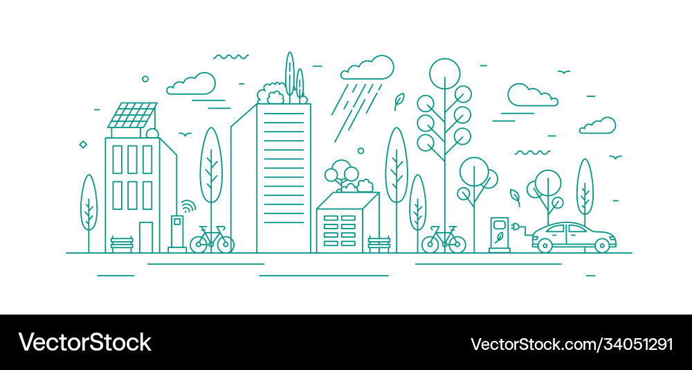 Modern city with ecological infrastructure Vector Image