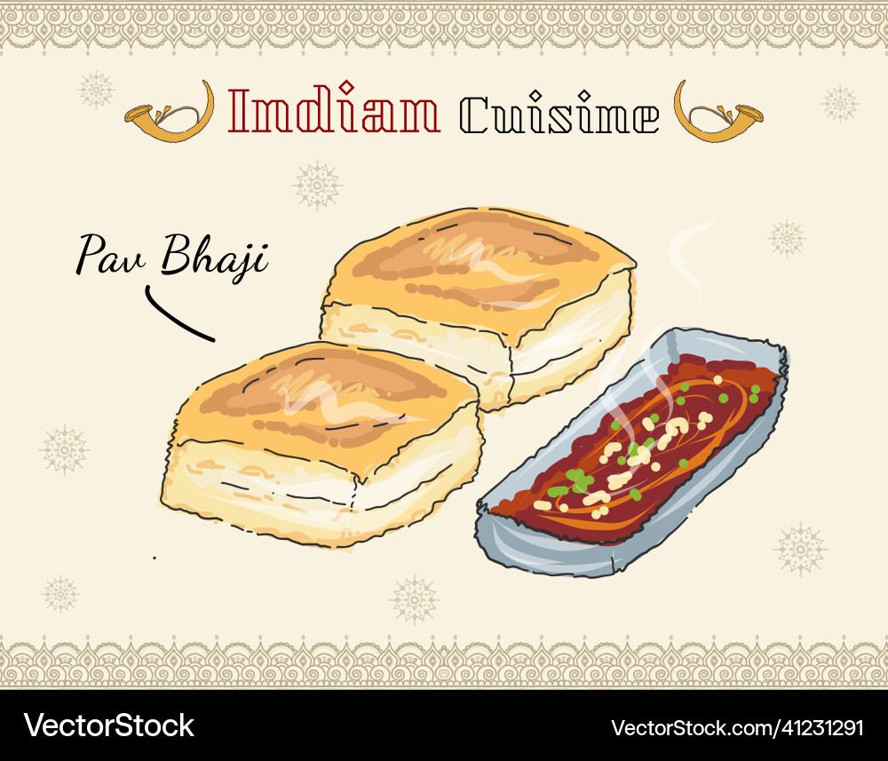 Pav bhaji Royalty Free Vector Image - VectorStock