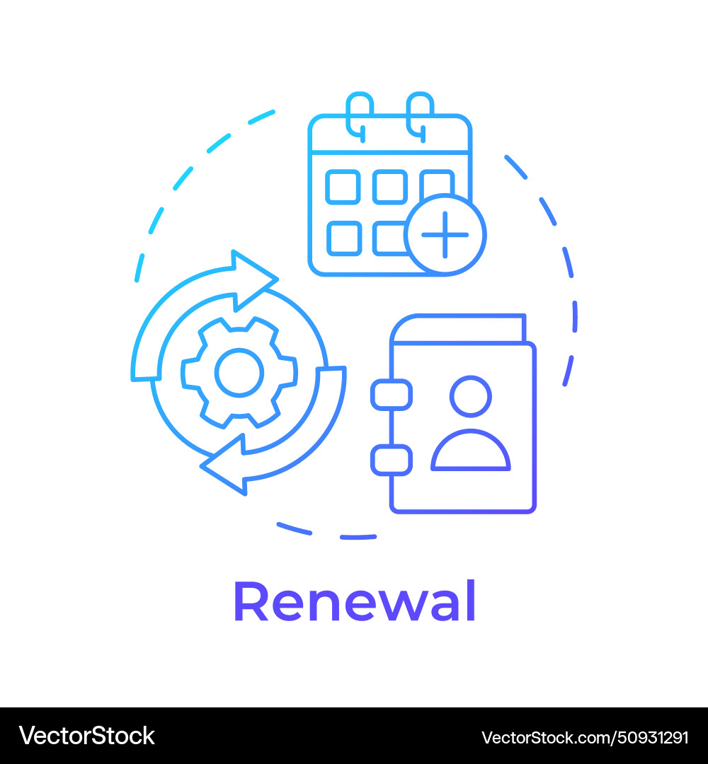 Renewal blue gradient concept icon Royalty Free Vector Image