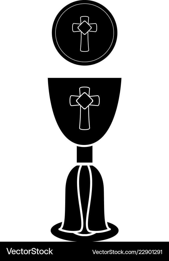 Silhouette of a communion cup and host Royalty Free Vector