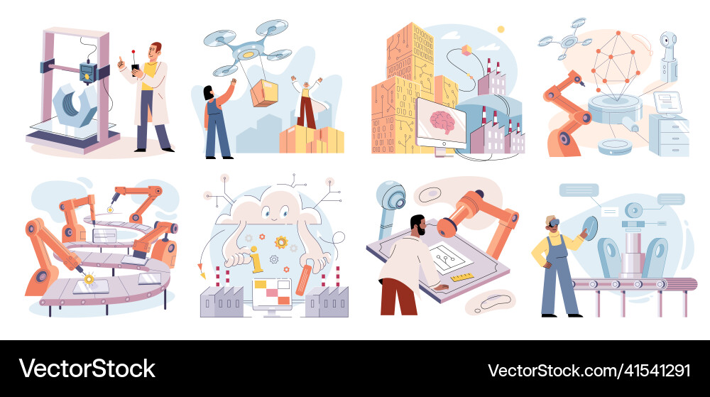 Smart manufacture use of modern technologies Vector Image