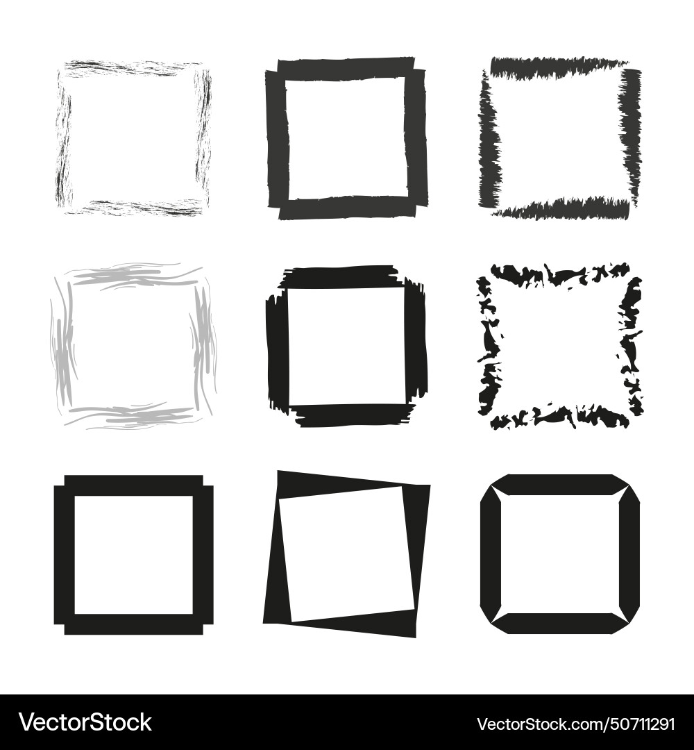Square and rectangular frames various brush and Vector Image