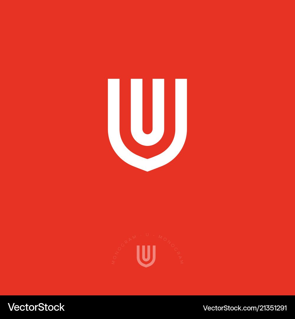 U Monogram Shield Emblem Royalty Free Vector Image