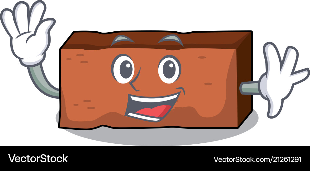 Waving brick character cartoon style Royalty Free Vector