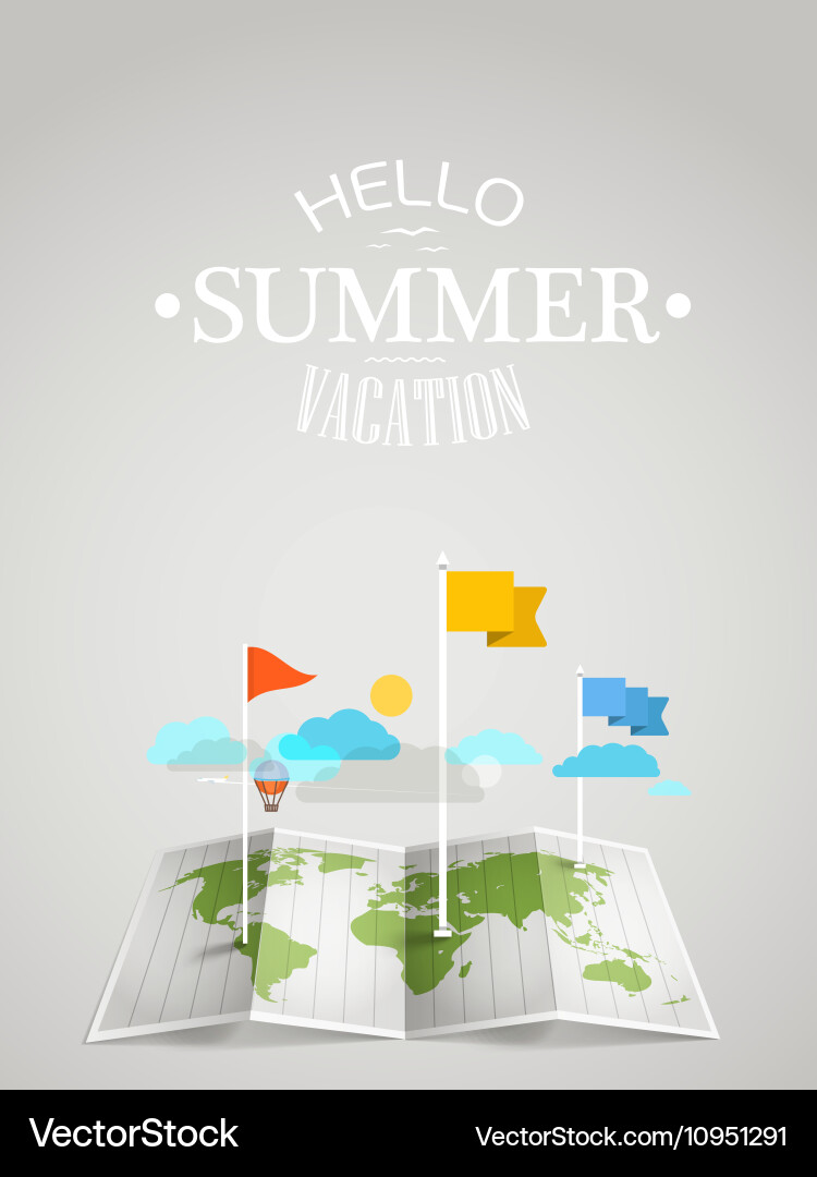 World map with different marks summer travel Vector Image