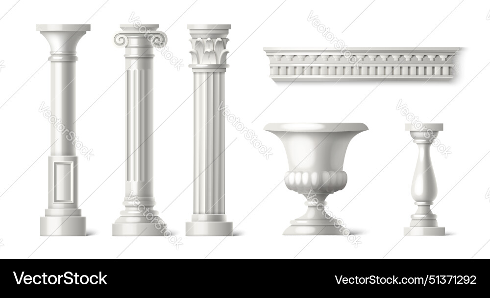 3d roman column white greek marble pillar Vector Image