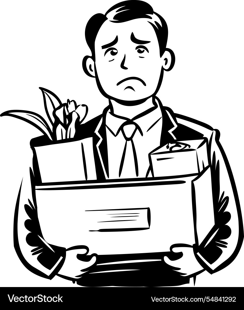 A sketchy style of fired employee Royalty Free Vector Image