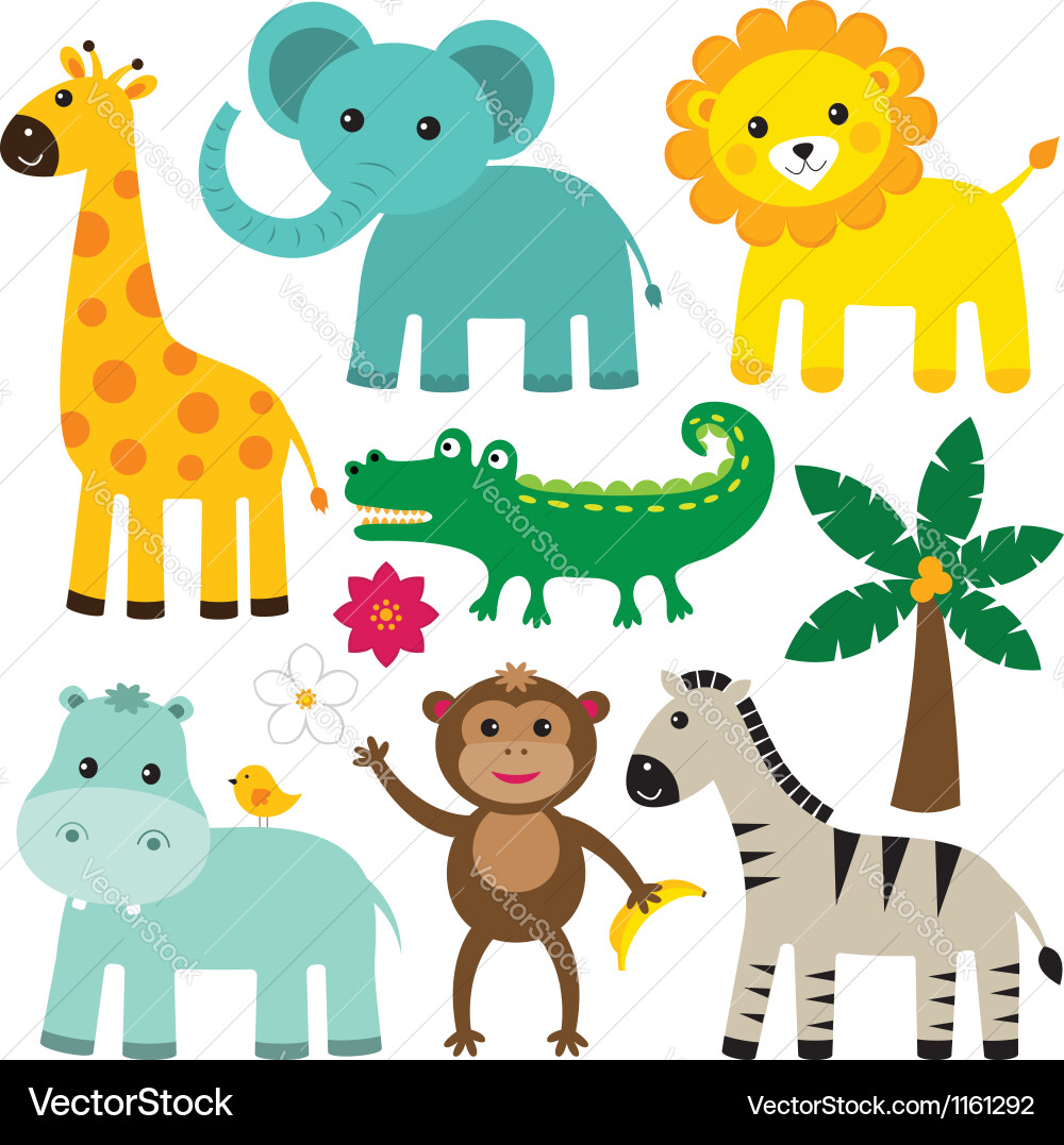 Adorable Animal Bunch Royalty Free Vector Image