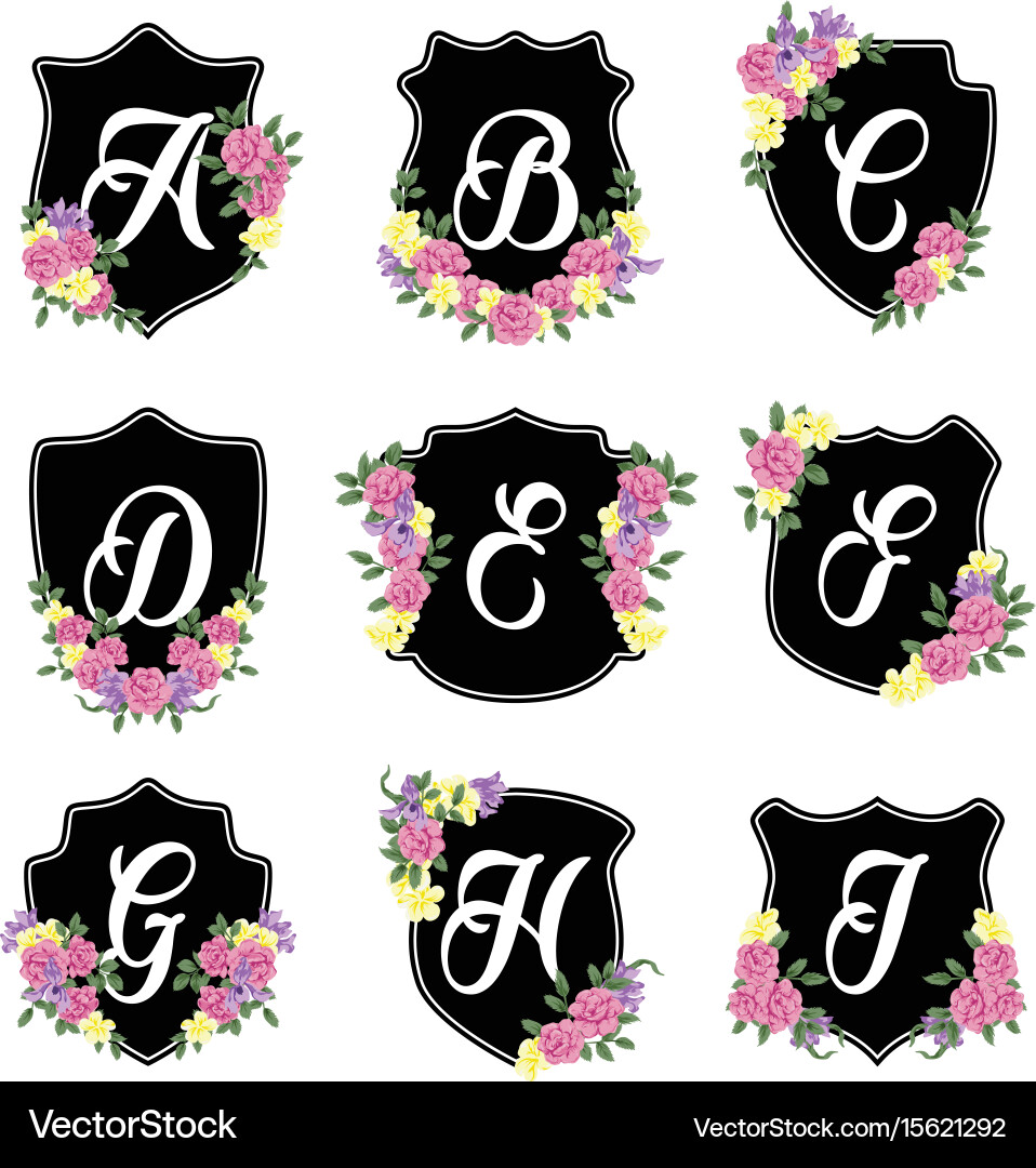 Alphabet badges a-i Royalty Free Vector Image - VectorStock