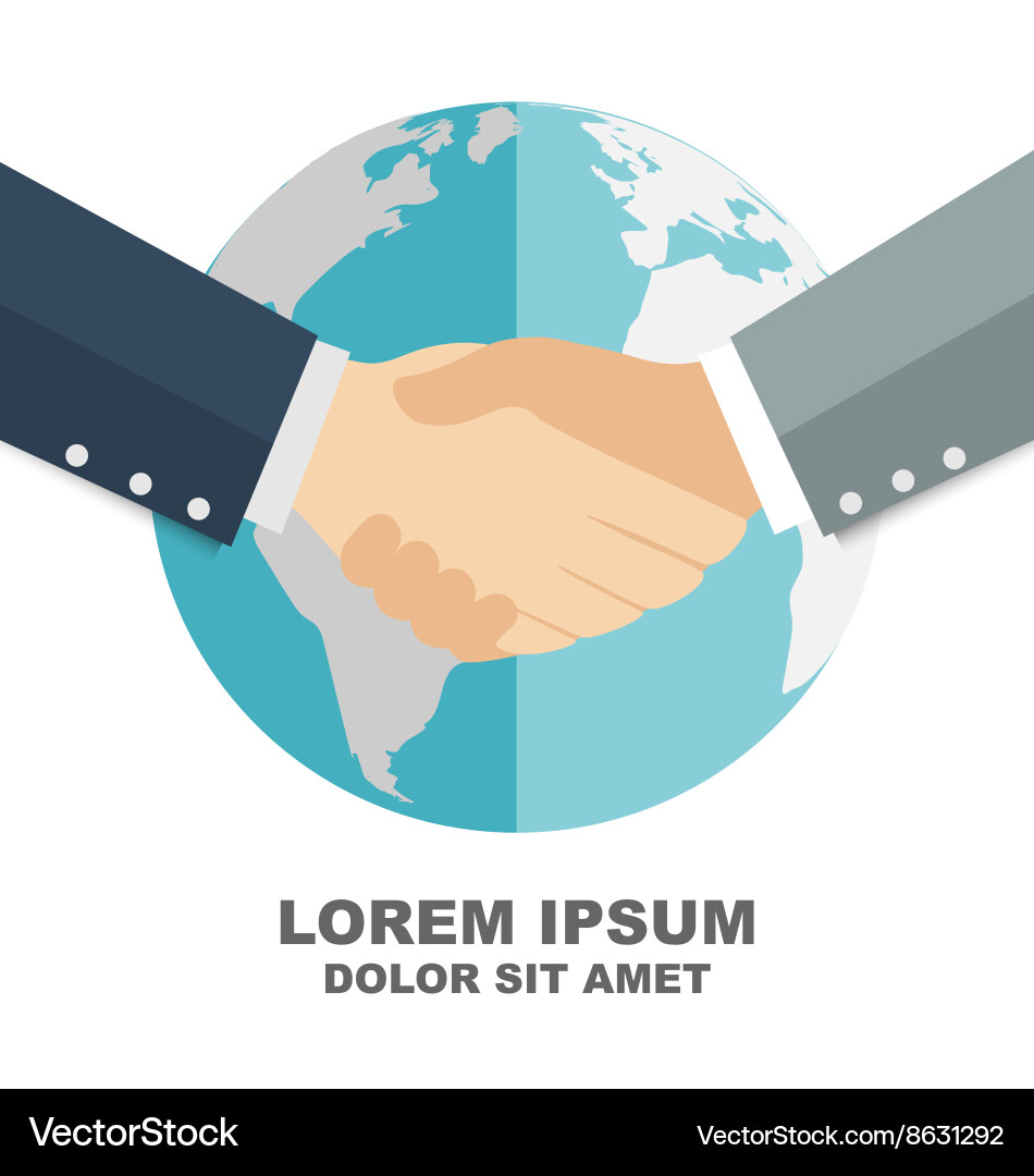 Business handshake with globe in background global