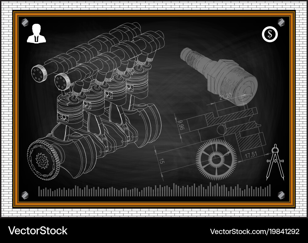 Car engine and gears Royalty Free Vector Image
