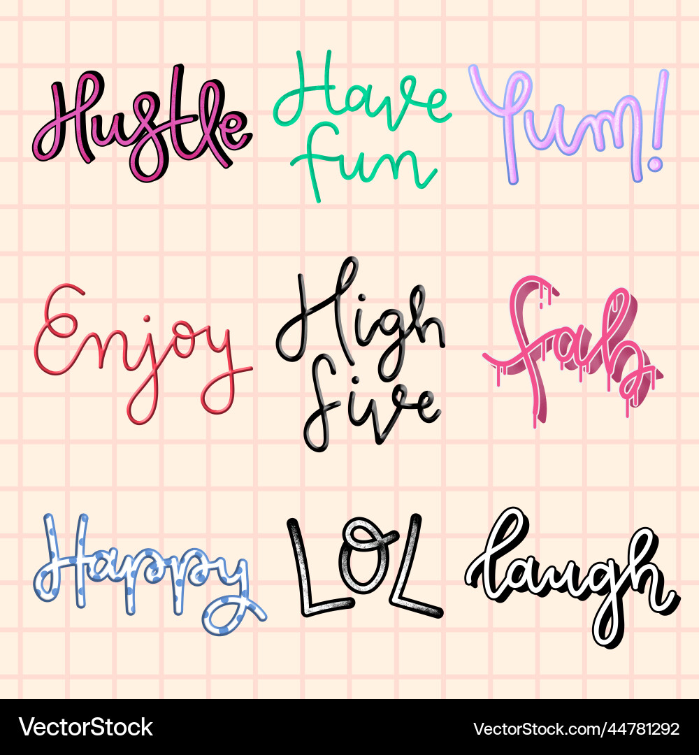 Fun words calligraphy font Royalty Free Vector Image