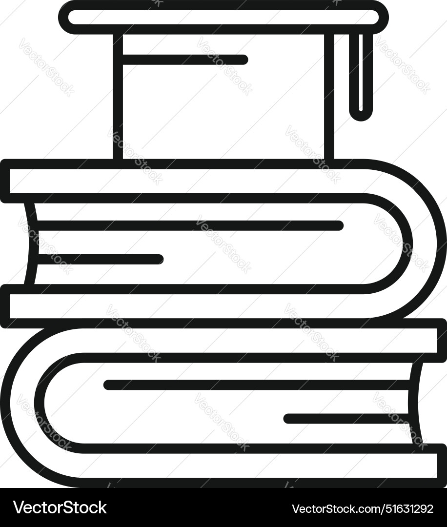 Graduation cap resting on stack of textbooks icon Vector Image