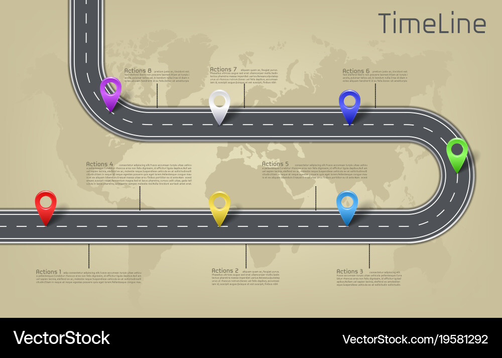 Infographic world map road timeline layout Vector Image