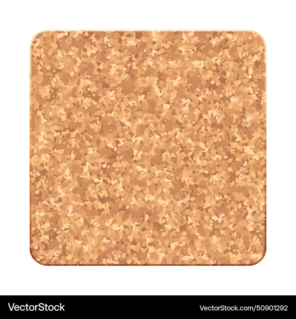 Realistic square cork coaster with rounded Vector Image