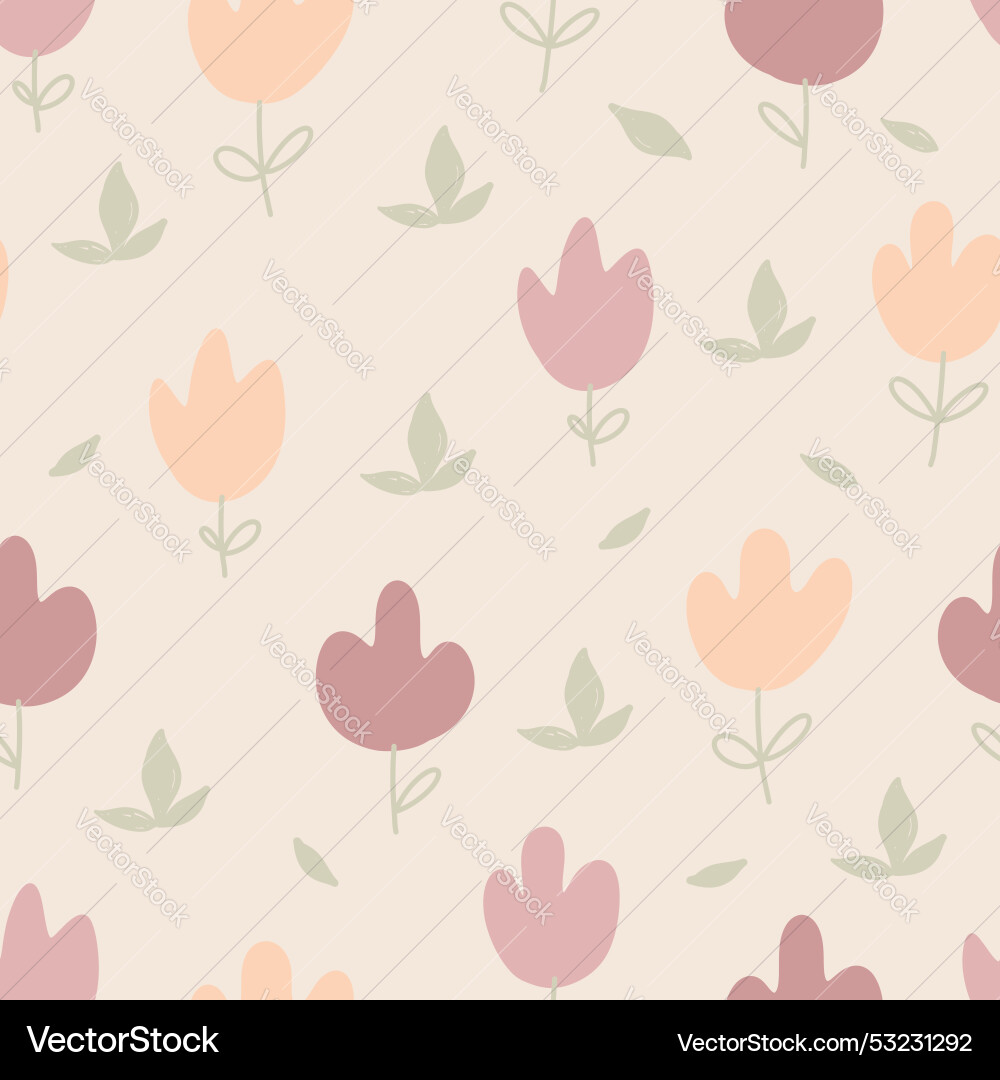 Seamless pattern with hand drawn flowers Vector Image