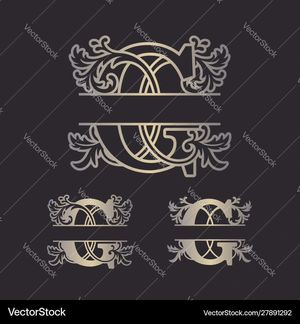 Split letters monogram font alphabet Royalty Free Vector