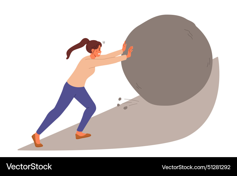 Suffering woman suffers from overload pushing Vector Image