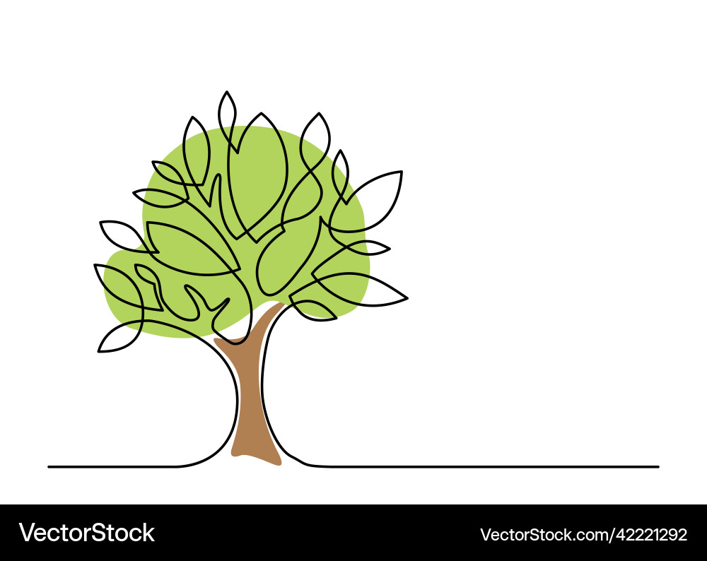 Tree one line color Royalty Free Vector Image - VectorStock