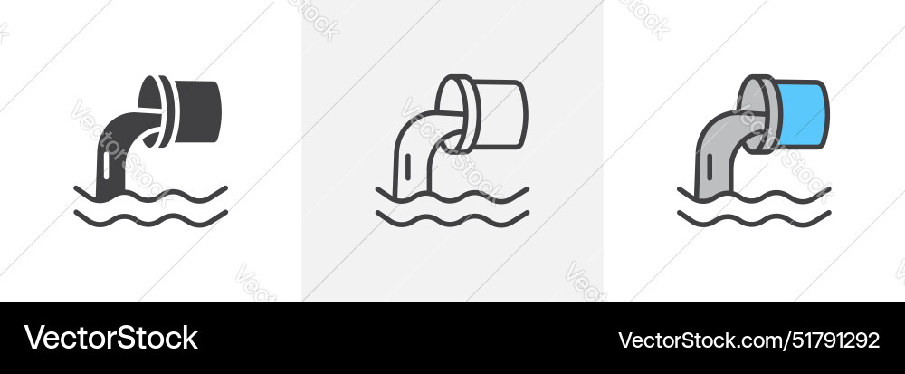 Wastewater icon set black filled and outlined Vector Image