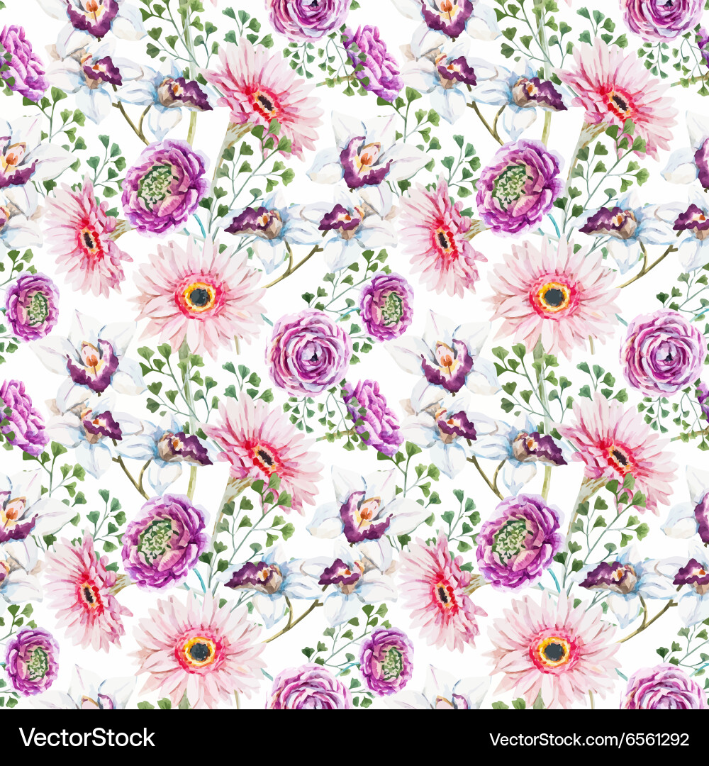 Watercolor floral pattern Royalty Free Vector Image