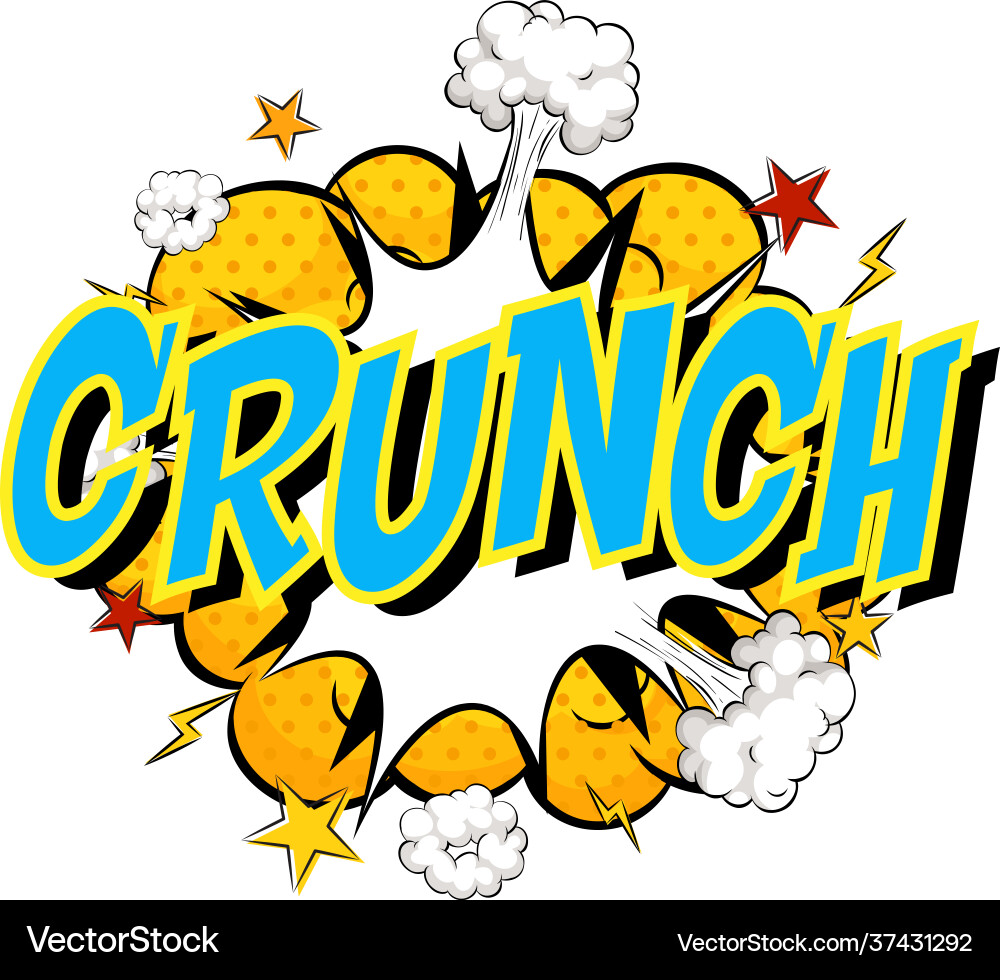Word-Crunch auf Comic Cloud Explosion Hintergrund Vektorbild