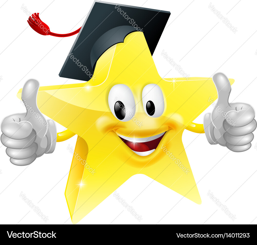 Cheerful Graduate Star Mascot Royalty Free Vector Image