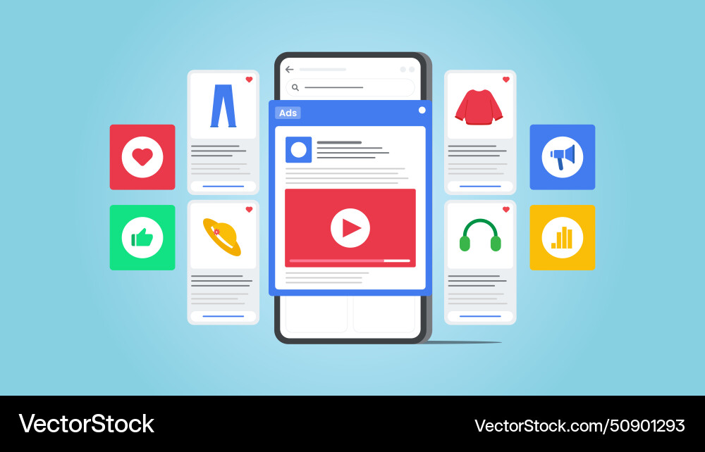 Concept of mobile e commerce advertising Vector Image