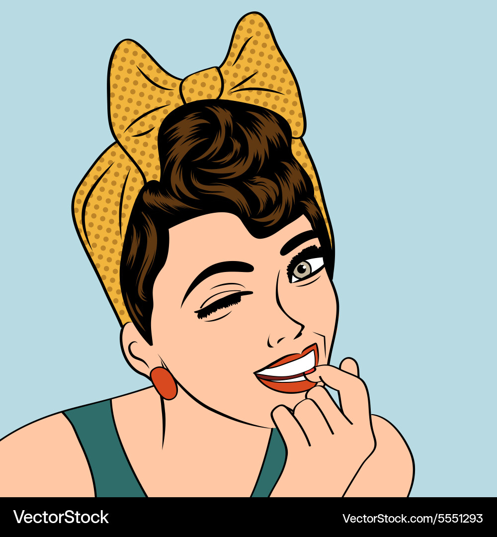 Cute retro woman in comics style Royalty Free Vector Image