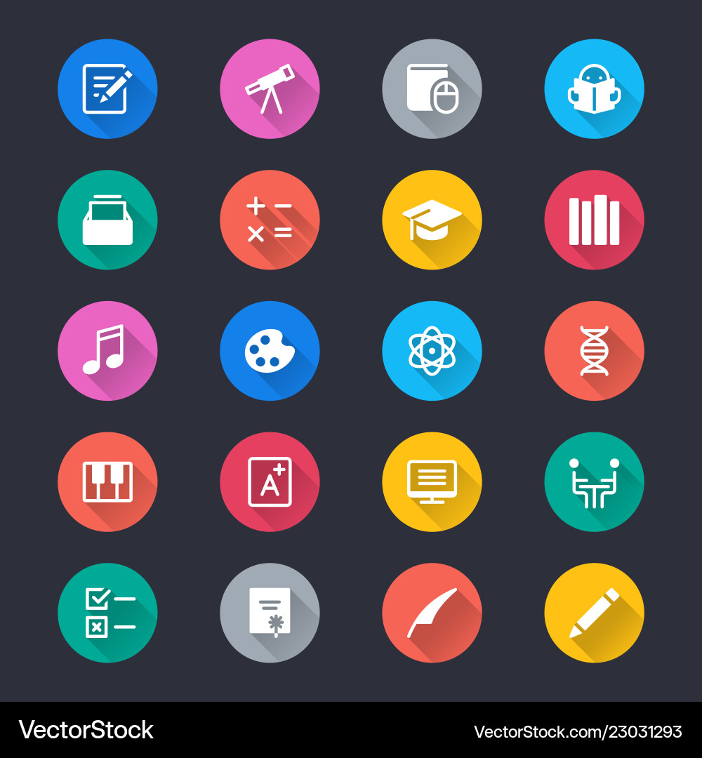 Education Color Icons Set Royalty Free Vector Image