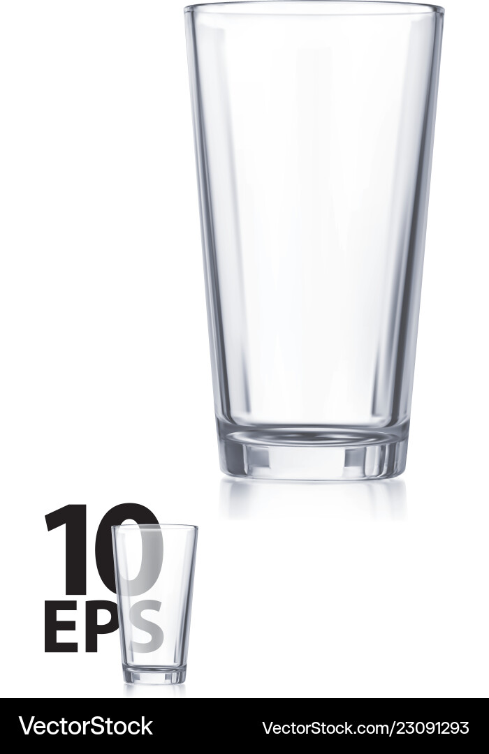 Empty transparent water glass realistic 3d Vector Image