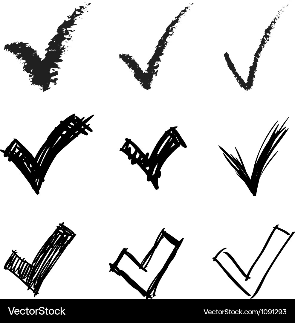 Hand Drawn Check Signs Royalty Free Vector Image