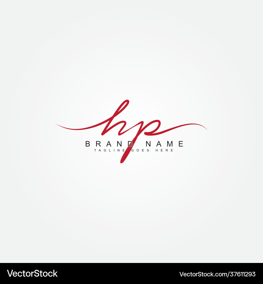 HP Initial Letter Logo - Signature Style Vector Image